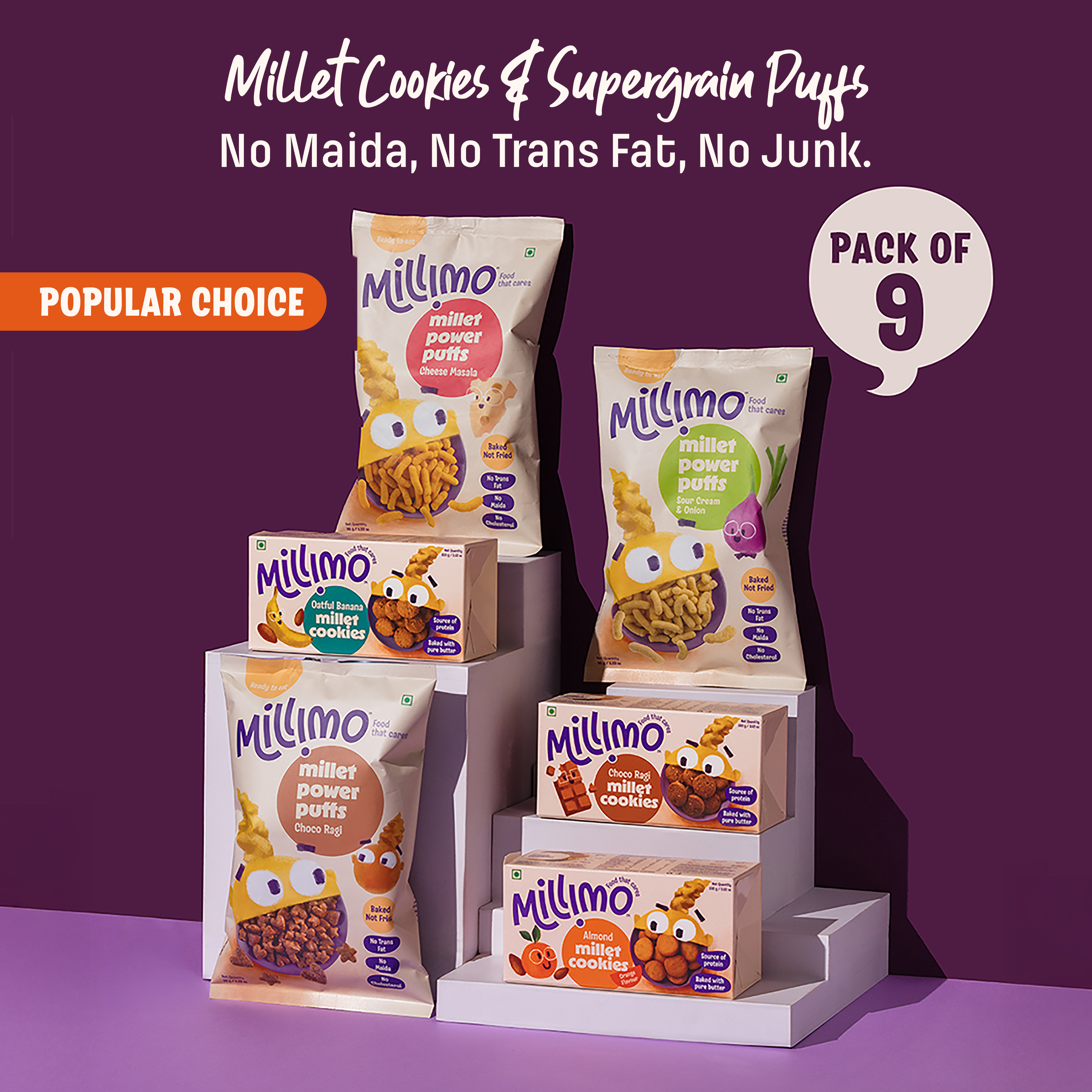 Super Combo, Millet Power puffs, x6 & Millet cookies x3 (Pack of 9 ...
